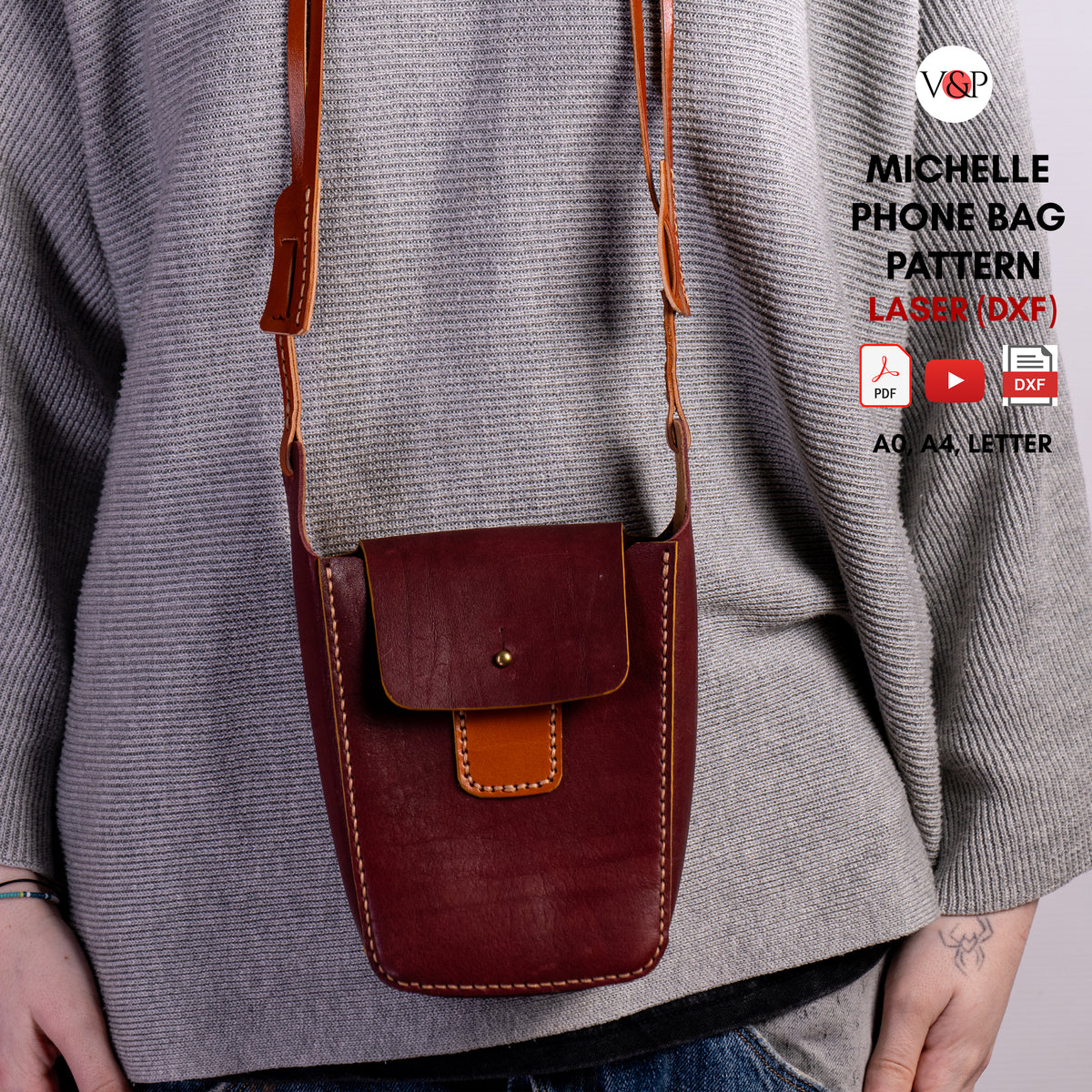 PDF + VIDEO + DXF Michelle Phone Bag – Vasile and Pavel Leather Patterns